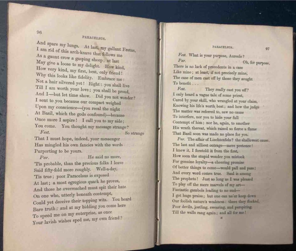 Poems By Robert Browning. Vol. 1 (Of 2). London. Chapman And Hall. 1849 ...
