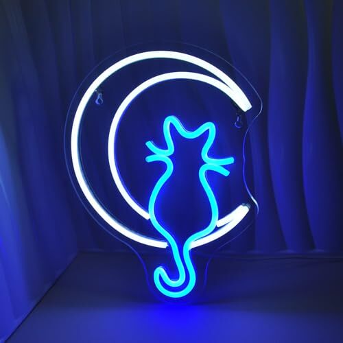 Neon Signs for Wall Decor White Blue LED Light Sign for Preppy Room ...