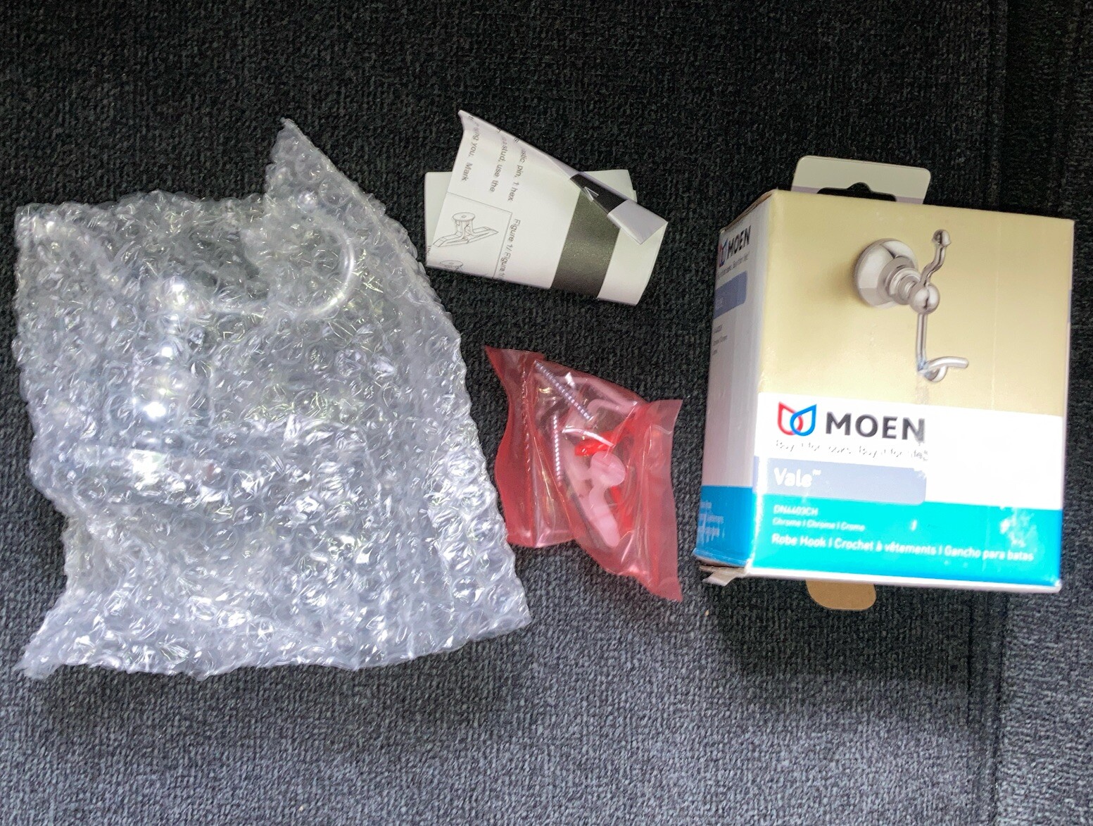 MOEN DN4403CH Vale Bath Double Robe Zinc Wall Hook Bathroom Accessory ...