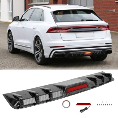 Carbon Rear Bumper Spoiler Diffuser Trim w/ LED Tail Light For Audi SQ5 ...