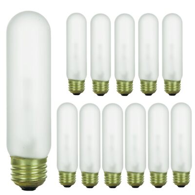12Pack Tubular Light Bulbs, Frosted Tube T10 Bulb, 40W, 2600K, 240LM ...