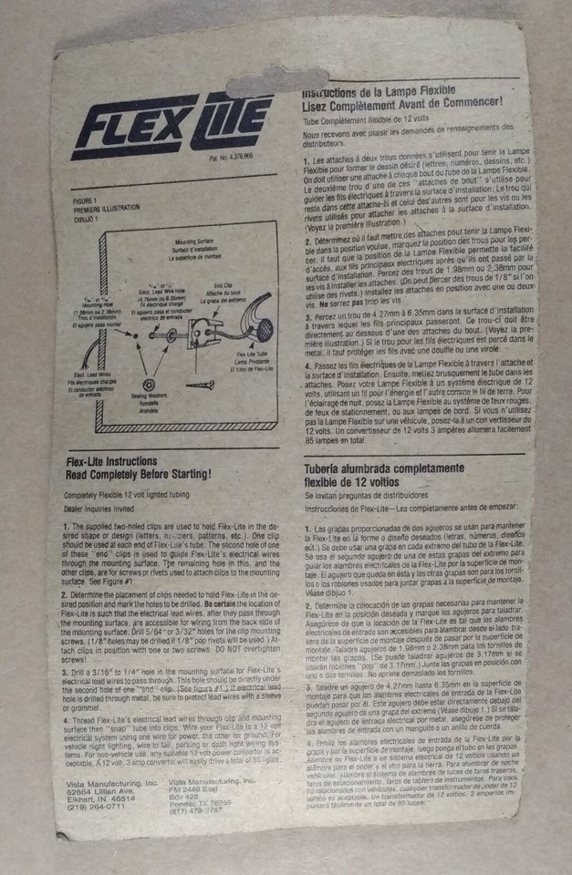 vintage Vista FLEX LITE 12V 12 Volt Flexible Lighted Tubing NOS | eBay