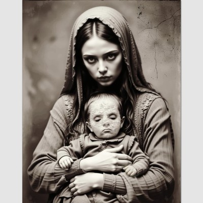 Mother Child Post Mortem Baby Creepy Vintage Photo Photograph Dark Victorian | eBay