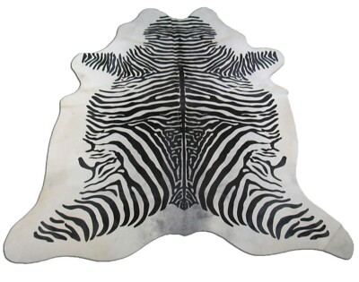 Zebra Cowhide Rug Size: 7' X 6' PROMO Zebra Print Brazil Cow Hide Rug ...