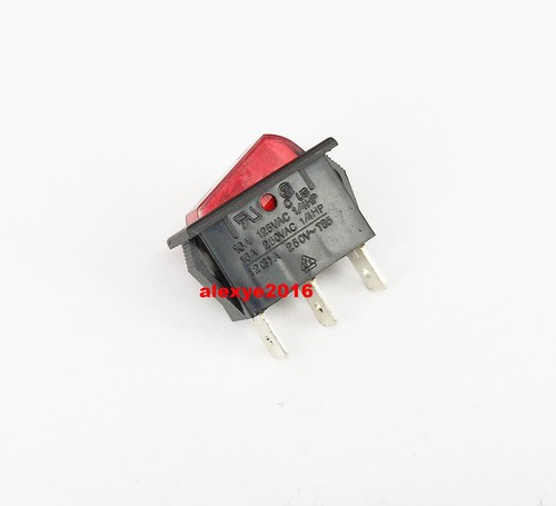 PRONIC R12 16A/2X250V AC Rocker Switch Red Lamp 3 Pins 2 Positions ...