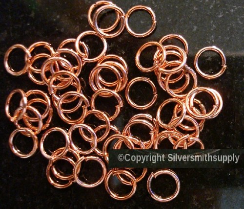 Dark Rose gold plated open jump rings 7mm dia. round wire 20 ga 50 pcs ...