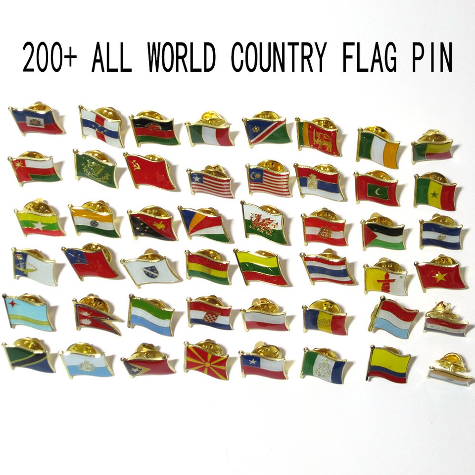 200+ PATRIOTIC COUNTRY National Country Flag Lapel Pin Badge Brooches ...