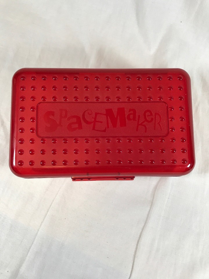 SpaceMaker Pencil Box Translucent Red Clear 90s Vintage Storage Lid ...