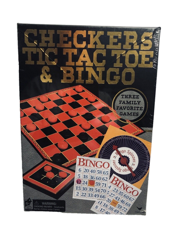 Three Family Favorites Checkers Tic Tac Toe and Bingo Board Game Ages 6 ...
