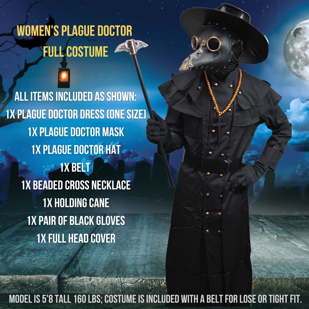 Women Plague Doctor Costume Full Steampunk Halloween Masquerade Mask ...