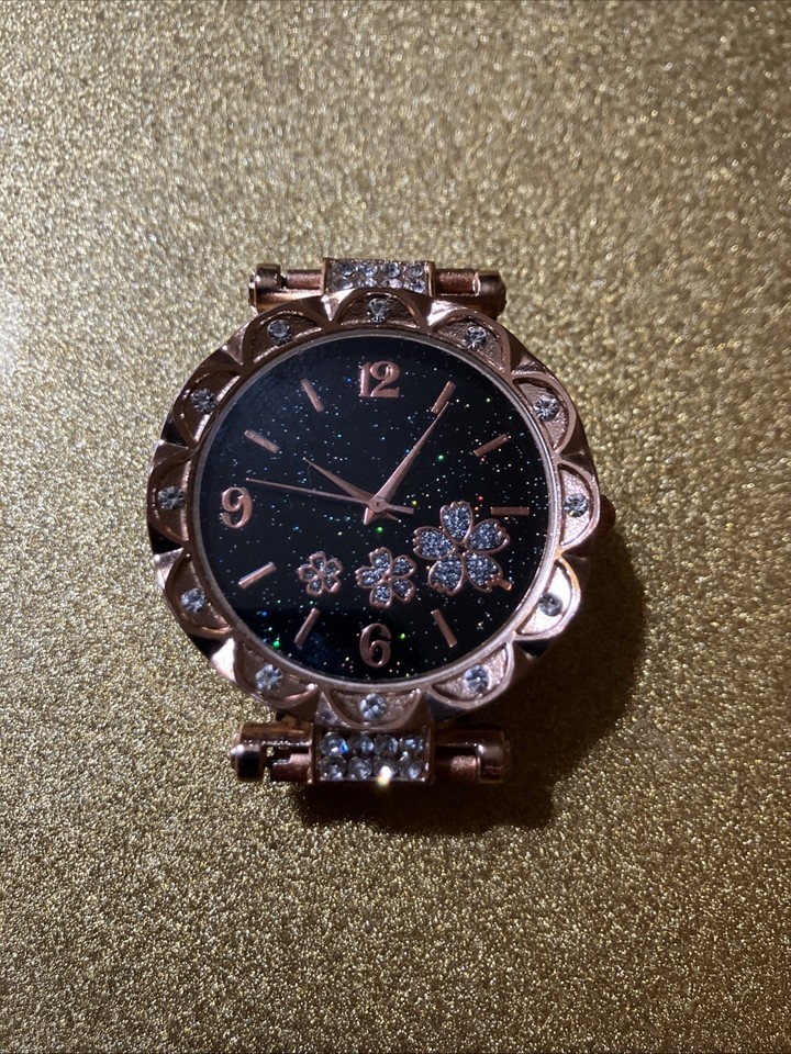 Ladies Watch Pink/Gold Tone Watch with Magnetic Strap New Battery | eBay UK