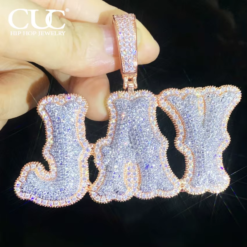 NEW Custom Double Letter Name Pendant with Iced Out Zirconia Gold ...