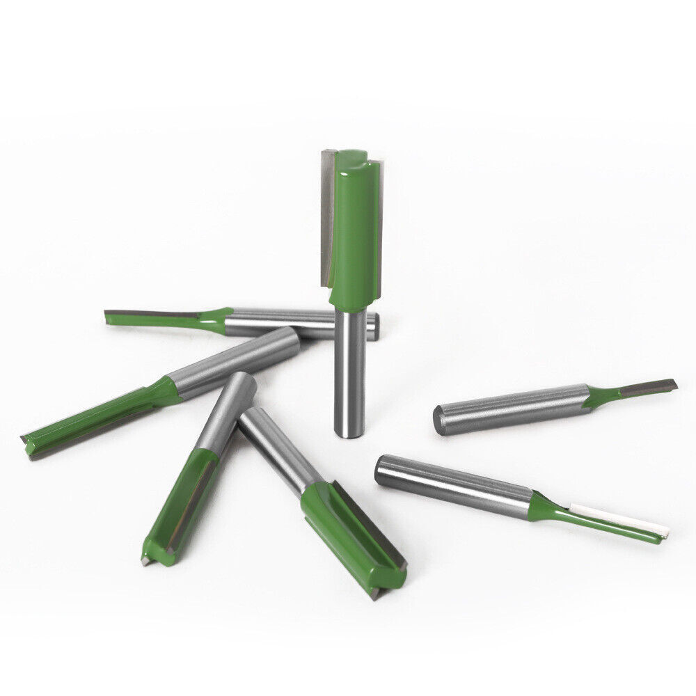 7Pcs 1/4" Shank Single Double Flute Straight Router Bit Tool Set For ...