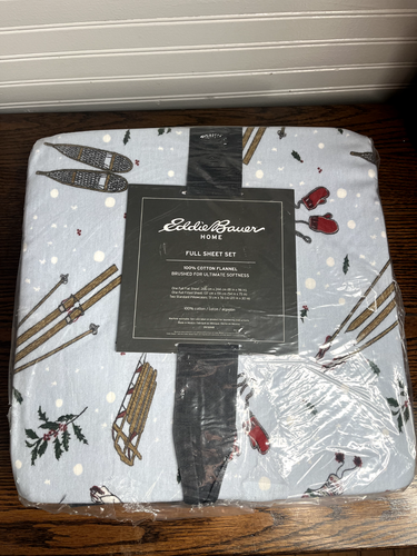 Eddie Bauer Full Size Flannel Sheet Set - Ski/Snow Days Theme - NEW | eBay
