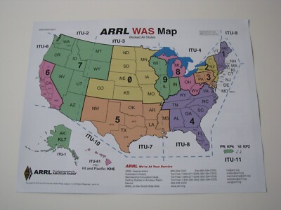 1 ARRL WAS Map Worked All Stations US Amateur Ham Radio Sm Poster Call ...