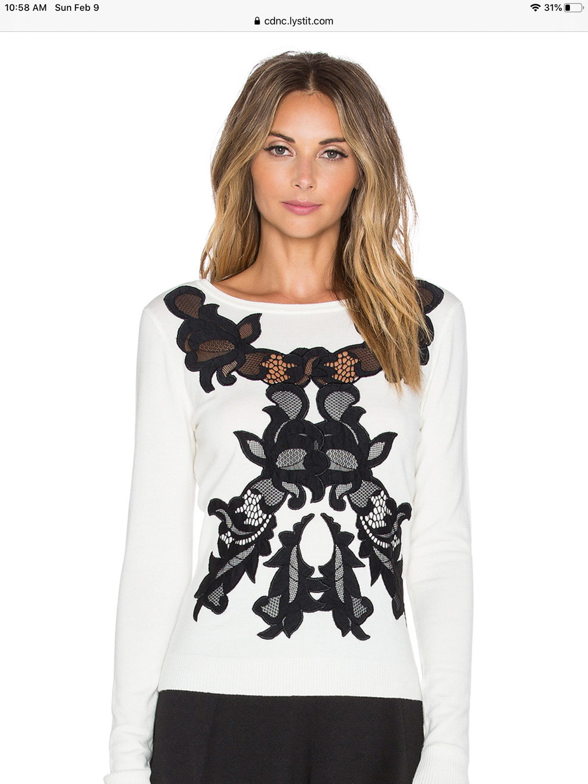 Diane von Furstenberg Shana Sweater with Lace Appliqu… - Gem