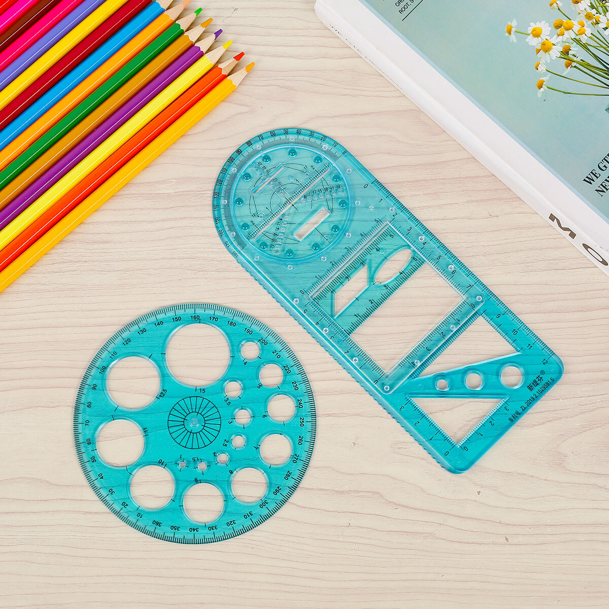 Geometric Ruler with 14 Shapes Transparent Drawing Ruler with Clear ...