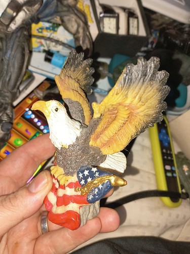 Vintage Eagle American Flag Ceramic Figurine Statue Patriotic 8” Tall x ...