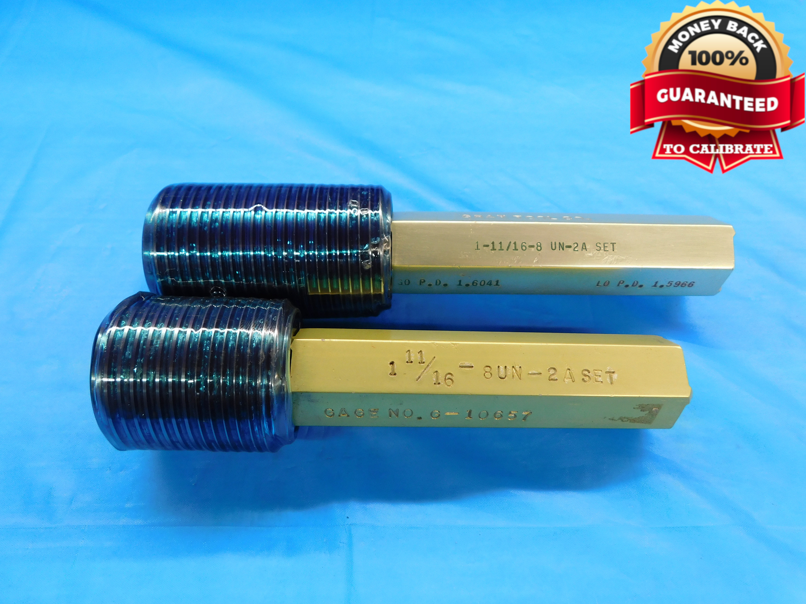 1 11/16 8 UN 2A SET THREAD PLUG GAGE 1.6875 GO NO GO P.D.'S = 1.6041 ...