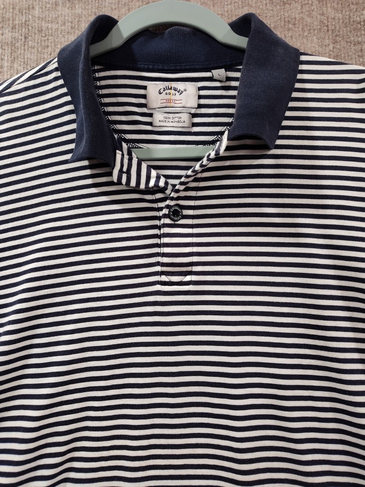 Callaway Mens Large Golf Polo Shirt Vintage Embroidered Logo Striped | eBay