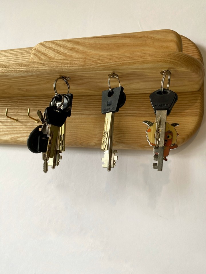 Shelf Key Holder Wall, Wooden Wall Mounted Key Shelf,Entryway Shelf ...