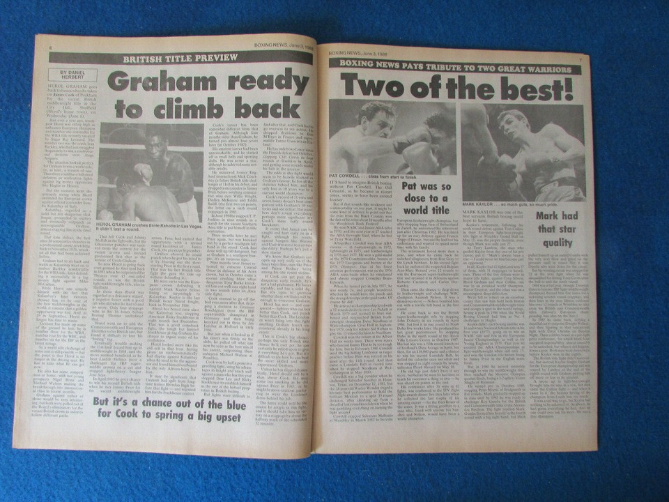 Boxing News Magazine - 3/6/88 - Nigel Benn, Thomas Hearns & Herol ...