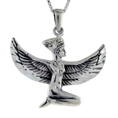 Sterling Silver Egyptian Goddess Isis Pendant / Charm, Italian Box ...
