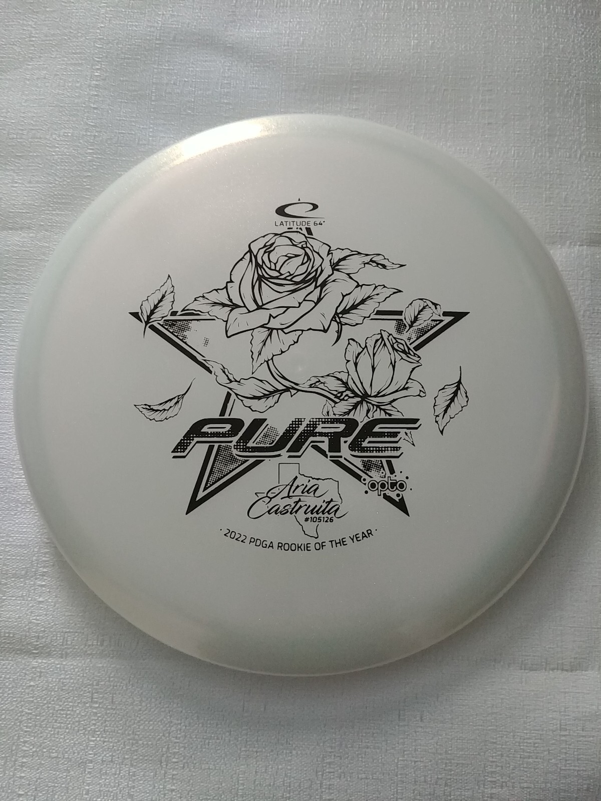 Latitude 64 Opto Glimmer Pure Black Stamp- Aria Castruita PDGA 2022 ...