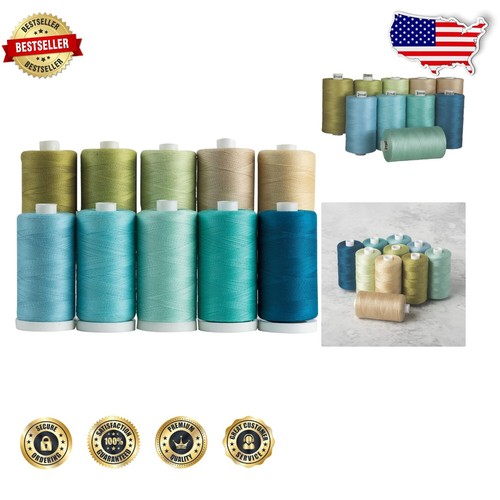 Assorted Colors Cotton Thread Set of 10 Spools - 1200 Yard Each for ...