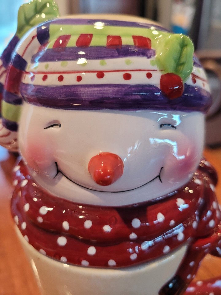 ONEIDA SNOWMAN SNOWMATES LATTE Hot Cocoa Chocolate Cup MUG With LID ...