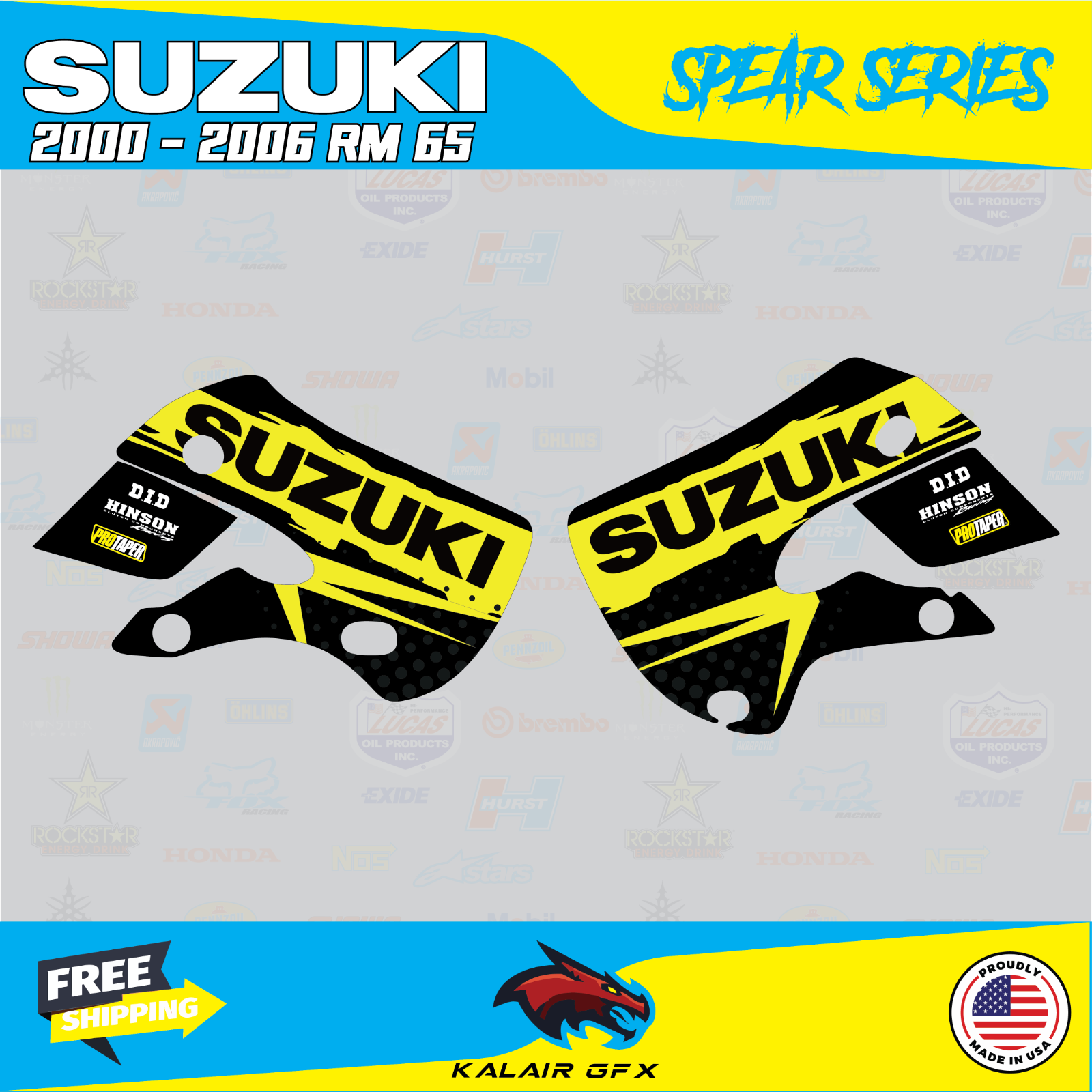 Graphics Kit for Suzuki RM65 years 2000 to 2006 RM 65 RM-65 Spear ...