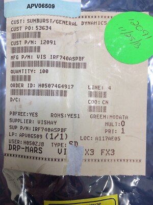 IRF740ASPBF IR IRF740AS TRANS MOSFET N-CH 400V 10A D2PAK ROHS 6 PIECES ...