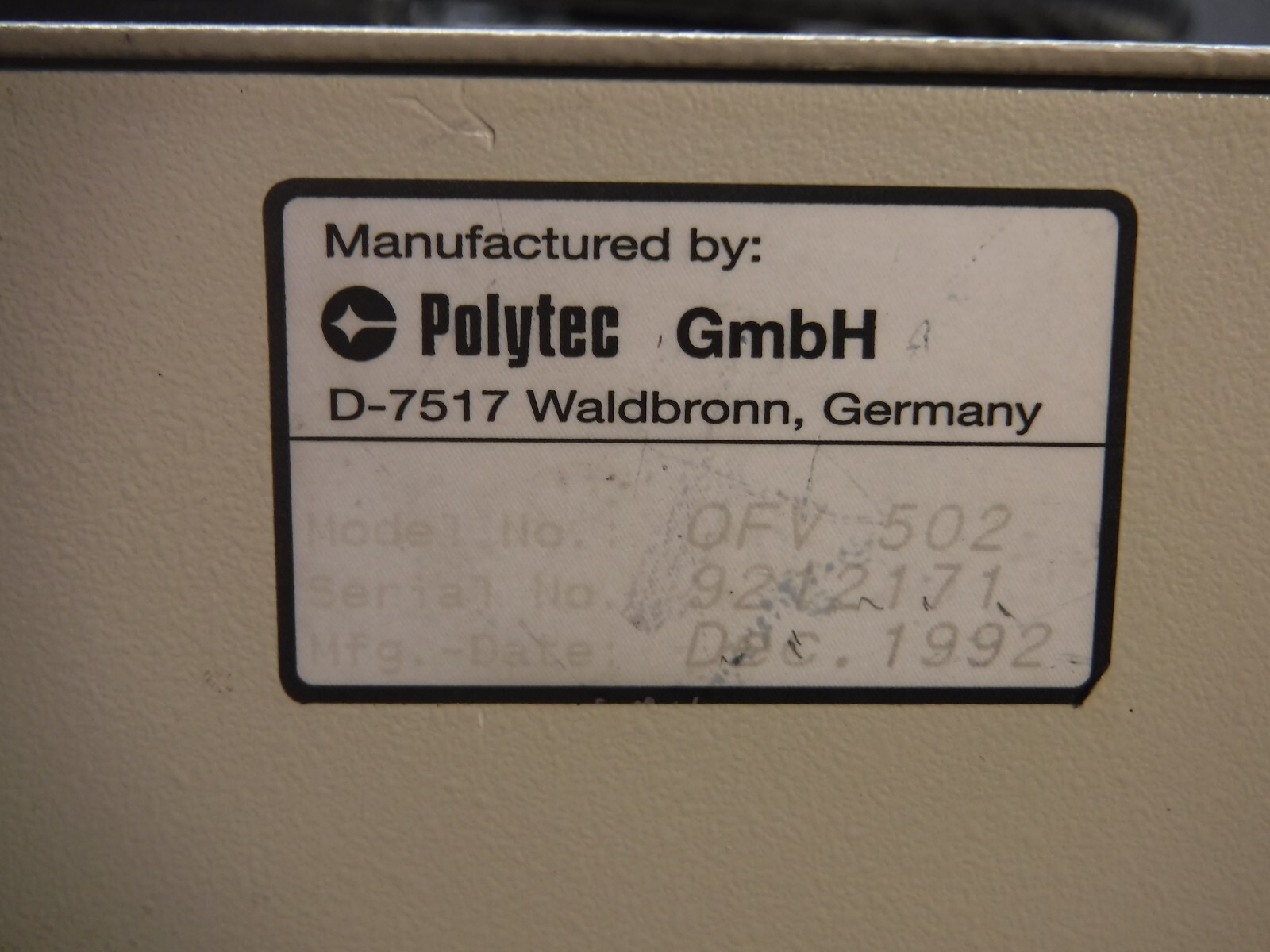 Polytec, OFV 502, Fiber Interferometer | eBay