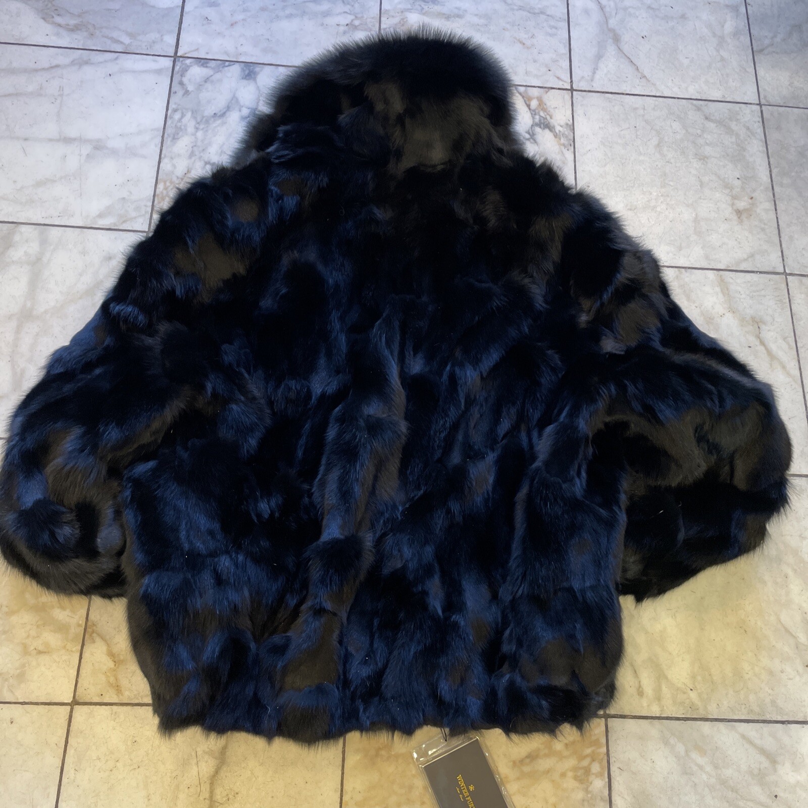 New Mens Black Real Fox Fur Bomber Jacket Man Winter Nature Fur Coat M ...