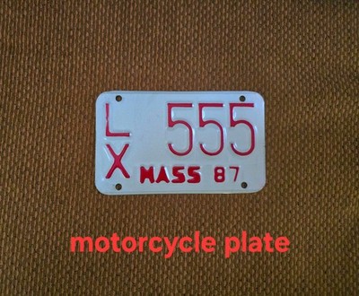 1987 MASSACHUSETTS REAL MOTORCYCLE LICENSE PLATE TAG # 555 | eBay