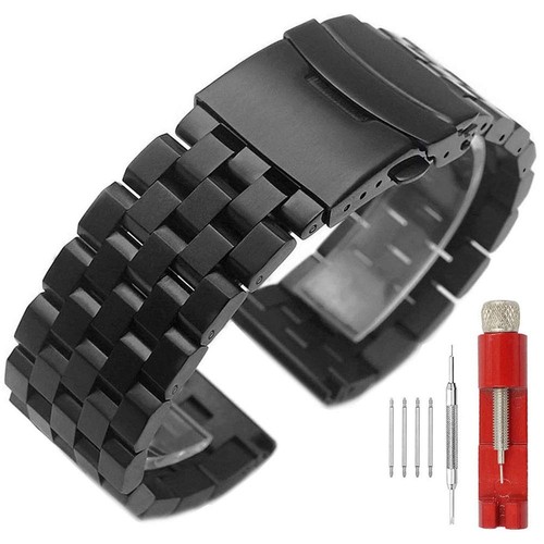 20mm Metal Brushed Chain Watch Band Solid Stainless Steel Watch ...