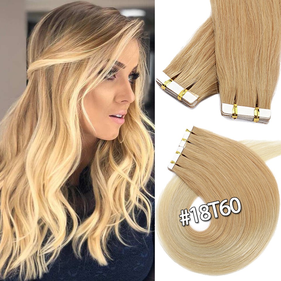 Clearance 40Pcs 100G Thick Tape In Remy Human Hair Extensions Wefts ...