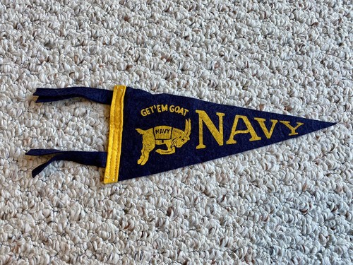 Vtg US Navy Mini Pennant Felt Banner 1950's USA Souvenir Goat | eBay