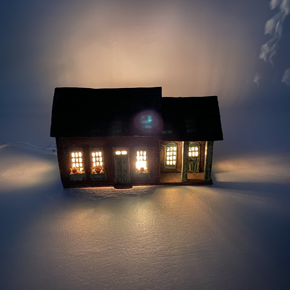 Shepard Eberly Art Pottery House Lighted Village Display Night Light ...