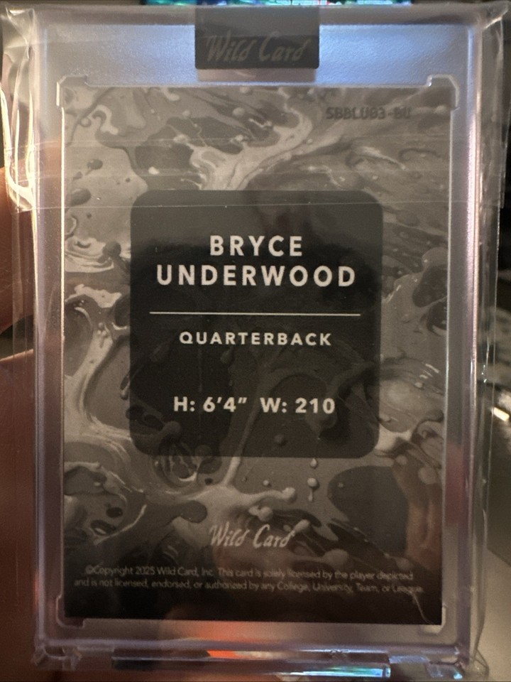2025 Wild Card Splat Football Bryce Underwood Blue /10 1st Card RC ...
