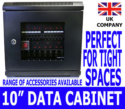 6U 10" Black SOHO Comms Cabinet Network Data Rack Home Office Lan ...