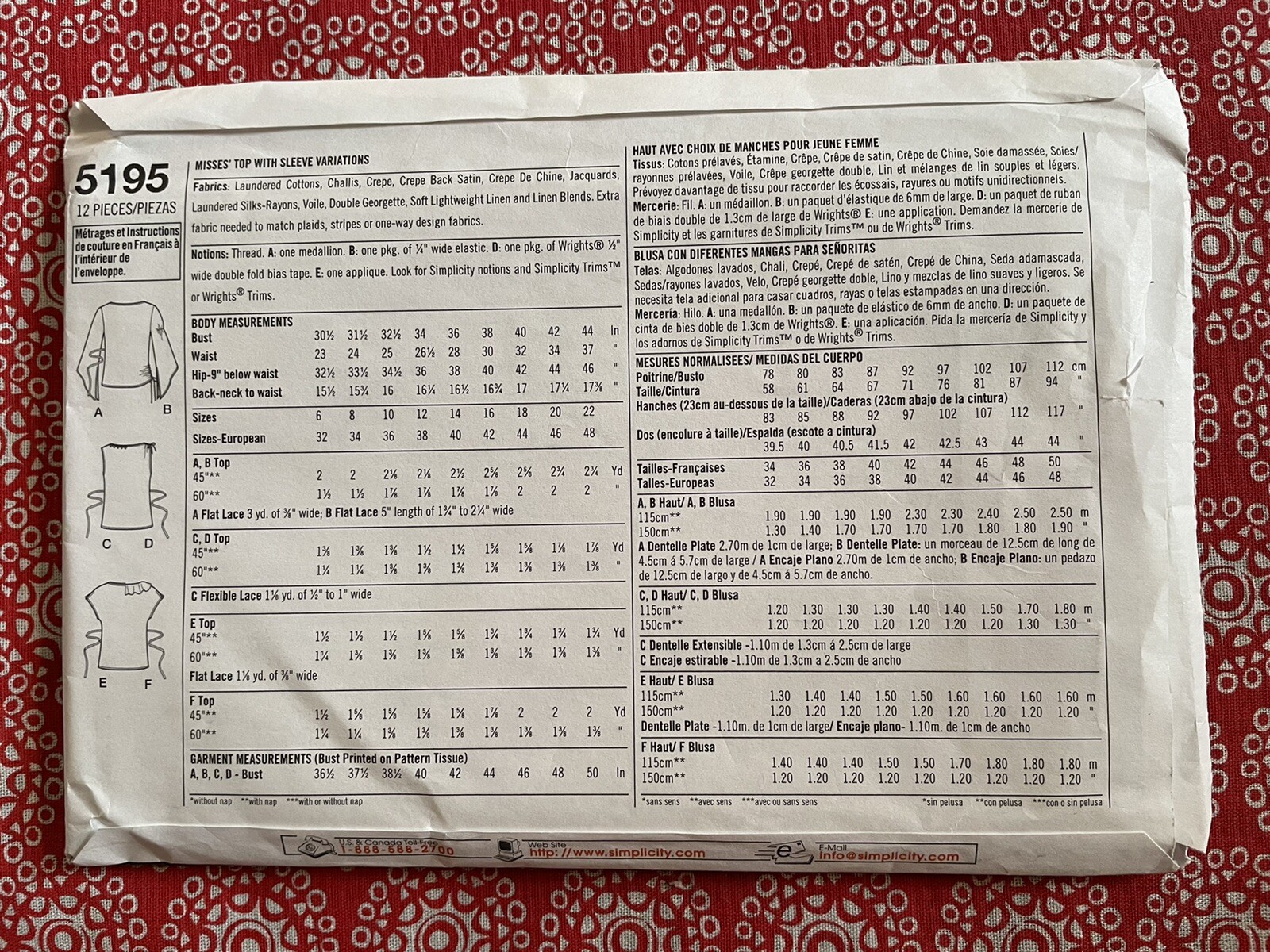 Simplicity 5195 - Cottagecore Tops Sewing Pattern, Sizes 6-12 - 2000s ...