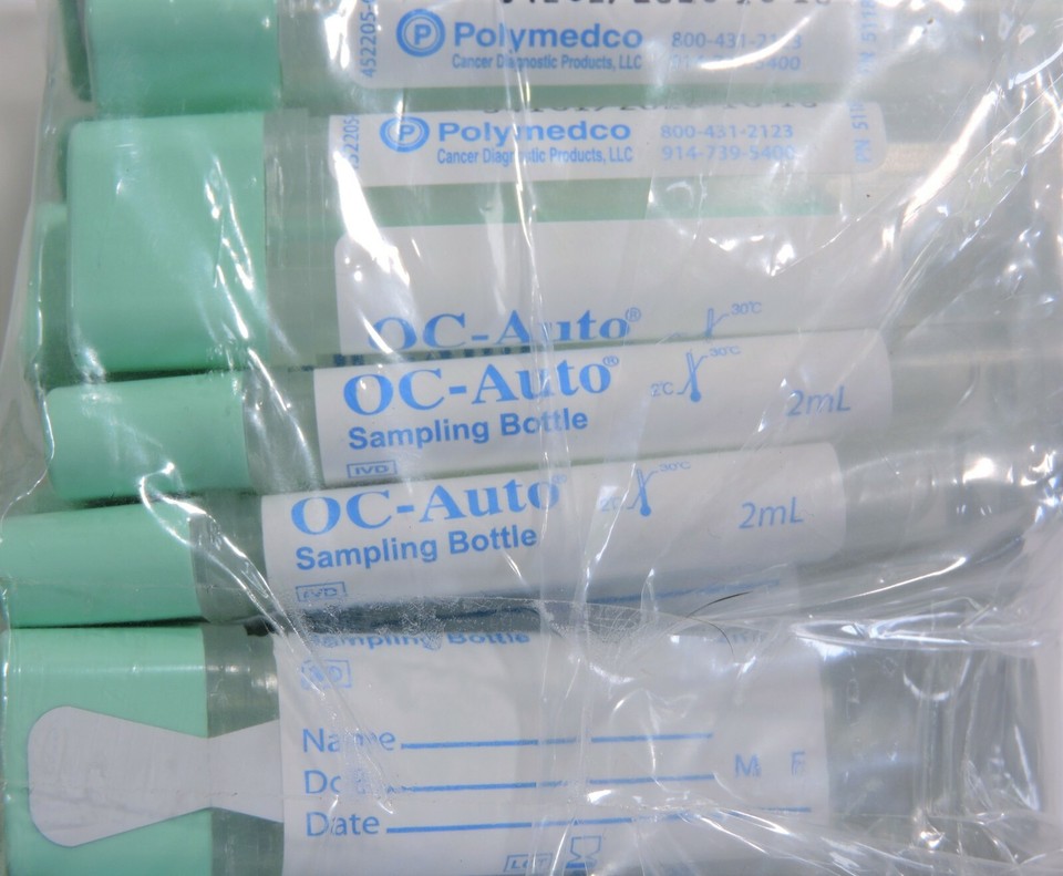 Polymedco OC-Auto FIT Test Sampling Bottles Quantity 50 Exp: 10-18-2020 ...