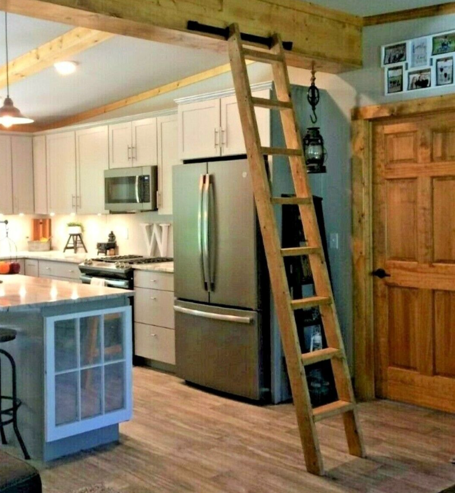 8ft Tall-comes to you FULLY ASEMBLED-LOFT LADDER + MOUNTNG KIT-3ft Rail ...