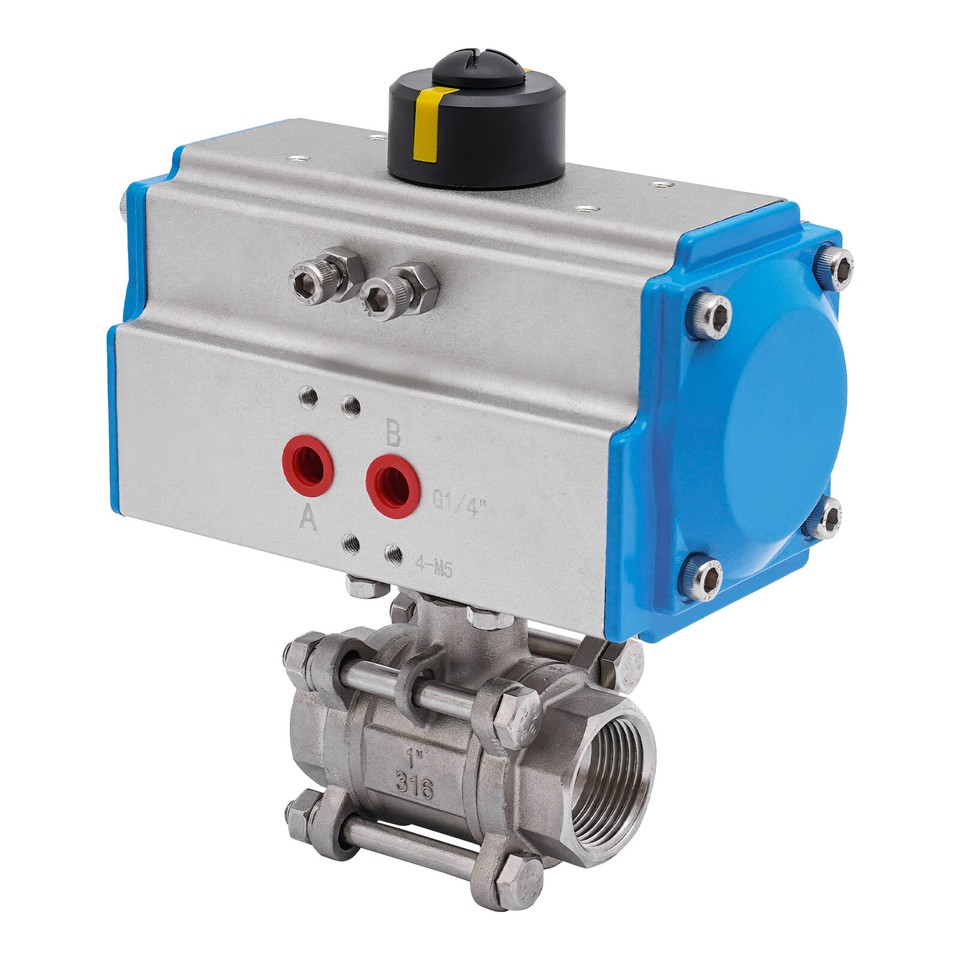 1" Pneumatic Actuated Ball Valve 304 Stainless Steel Pneumatic Ball ...