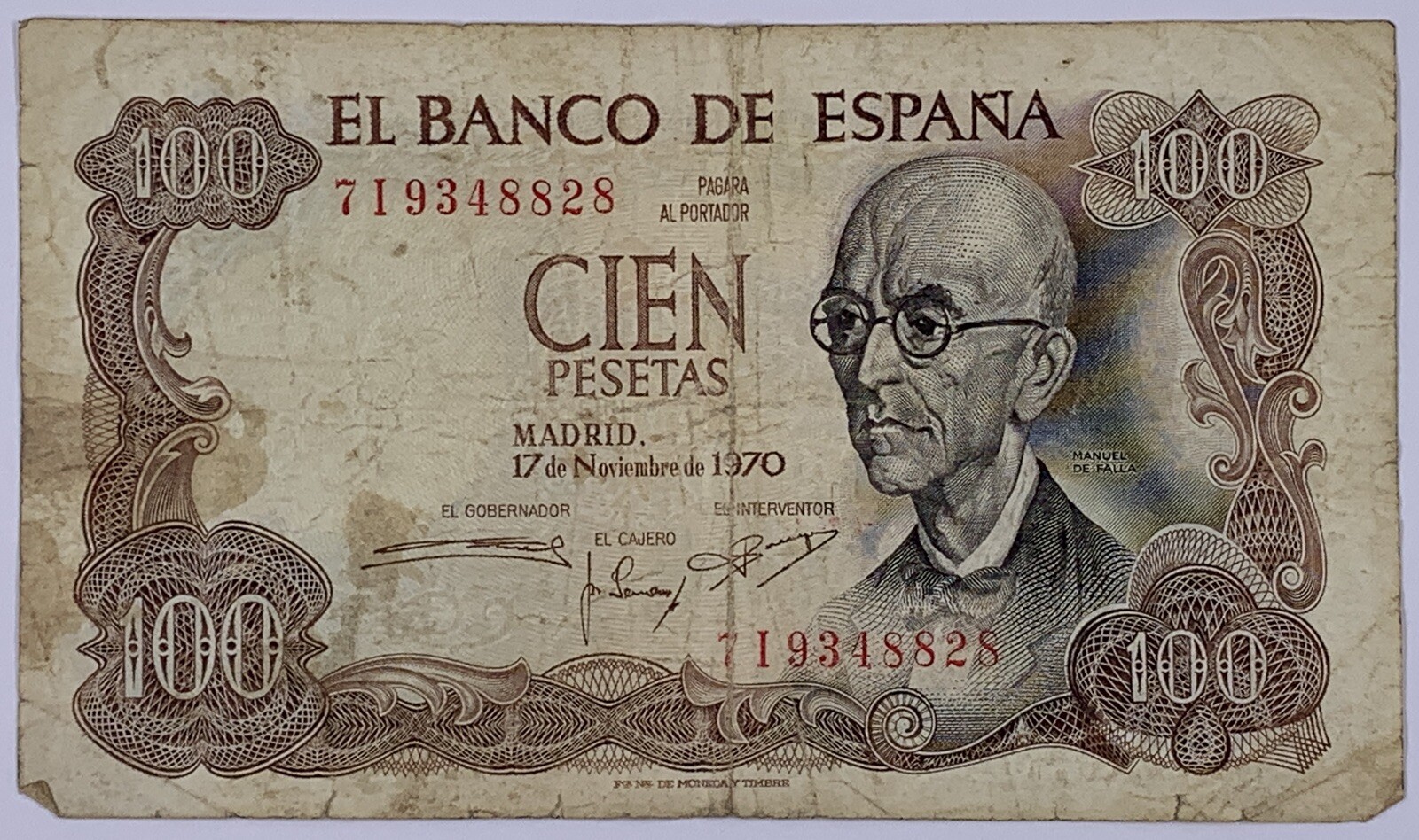The Bank Of Spain, 1970, 7 Prefix, 100 Pesetas Bank Note | eBay