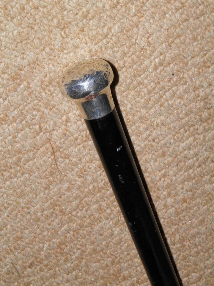 WW1 Military Swagger Stick W/ Hallmarked 1916 Sterling Silver Pommel By ...