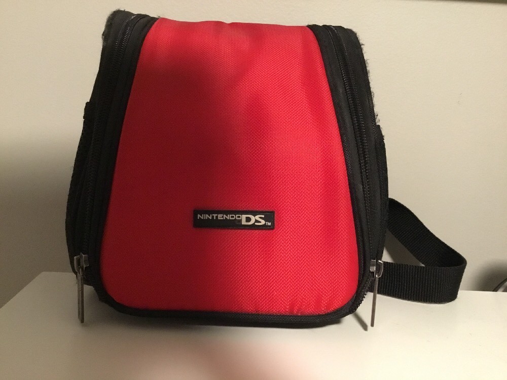 Nintendo DS Small Backpack Carrying Case Stylus Black Red Zippered Game ...