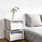 CLEAR PLASTIC STORAGE BOXES STACKABLE STACKING SPACE SAVING WITH FLIP ...