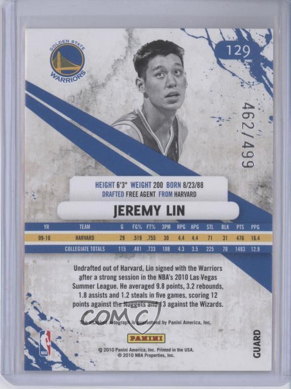 2010-11 Panini Rookies & Stars - Gold Signatures #129 Jeremy Lin ...